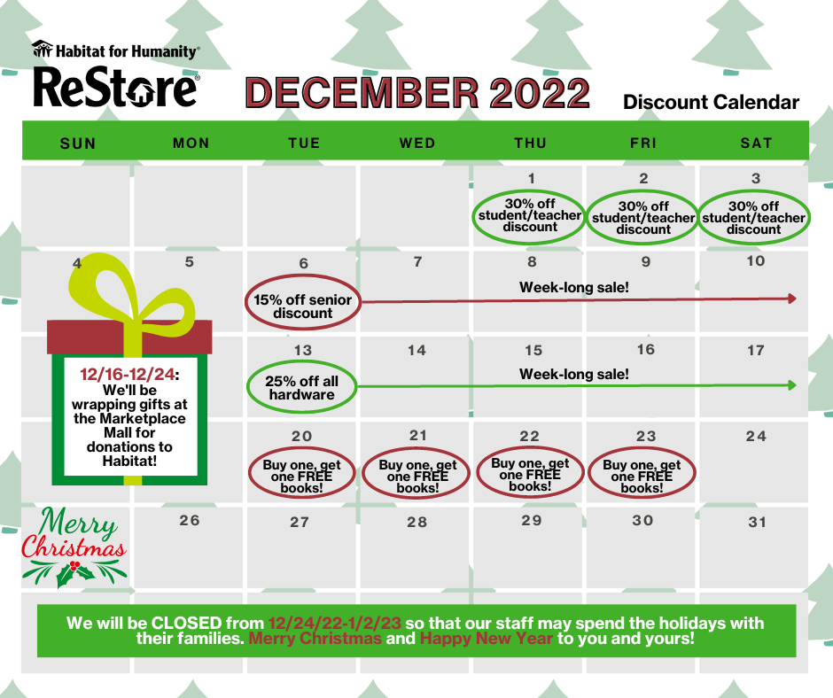 December calendar | Habitat For Humanity of Champaign County