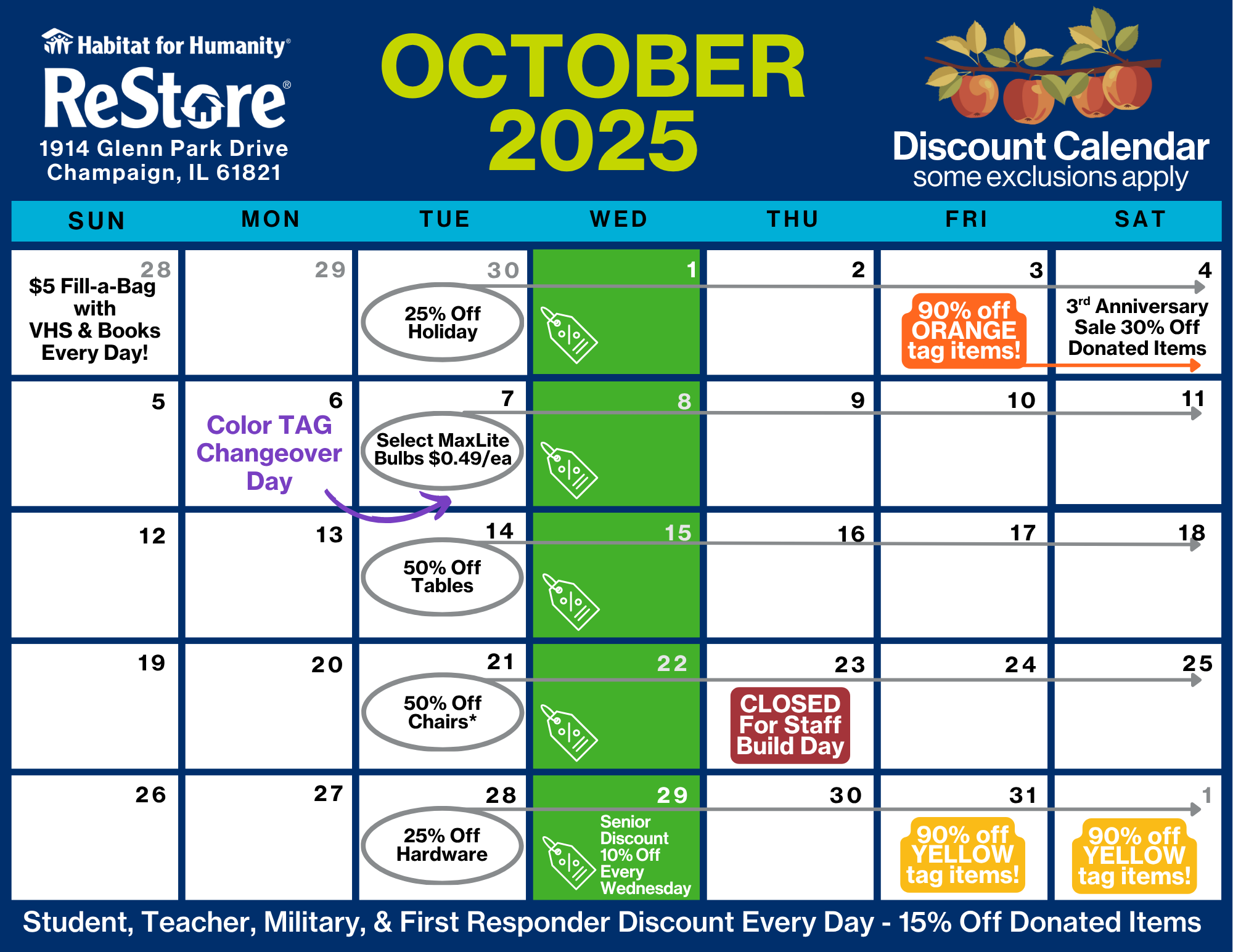 ReStore Discount Calendar (Monthly) | Habitat For Humanity of Champaign ...